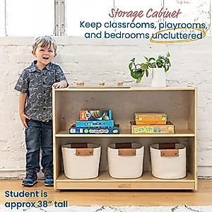 ECR4Kids - ELR-0450 Birch 2 Shelf Storage Cabinet with Back, Wood Book Shelf Organizer/Toy Storage for Kids, Natural