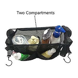 Sainal Mesh Shower Caddy with Adjustable Long Straps and 360 Degrees Rotating Hooks Hanging Organizer Toiletries Storage Bag Bathroom Accessory