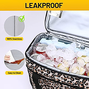 MIER 18L Large Soft Cooler Insulated Picnic Bag for Grocery, Camping, Car, Leopard