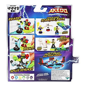 Legends of Akedo Powerstorm | Official Rules Starter Pack Legendary Punch Attack | 3 Mini Battling Action Figures with Training Practice Piece and Exclusive Joystick Controller