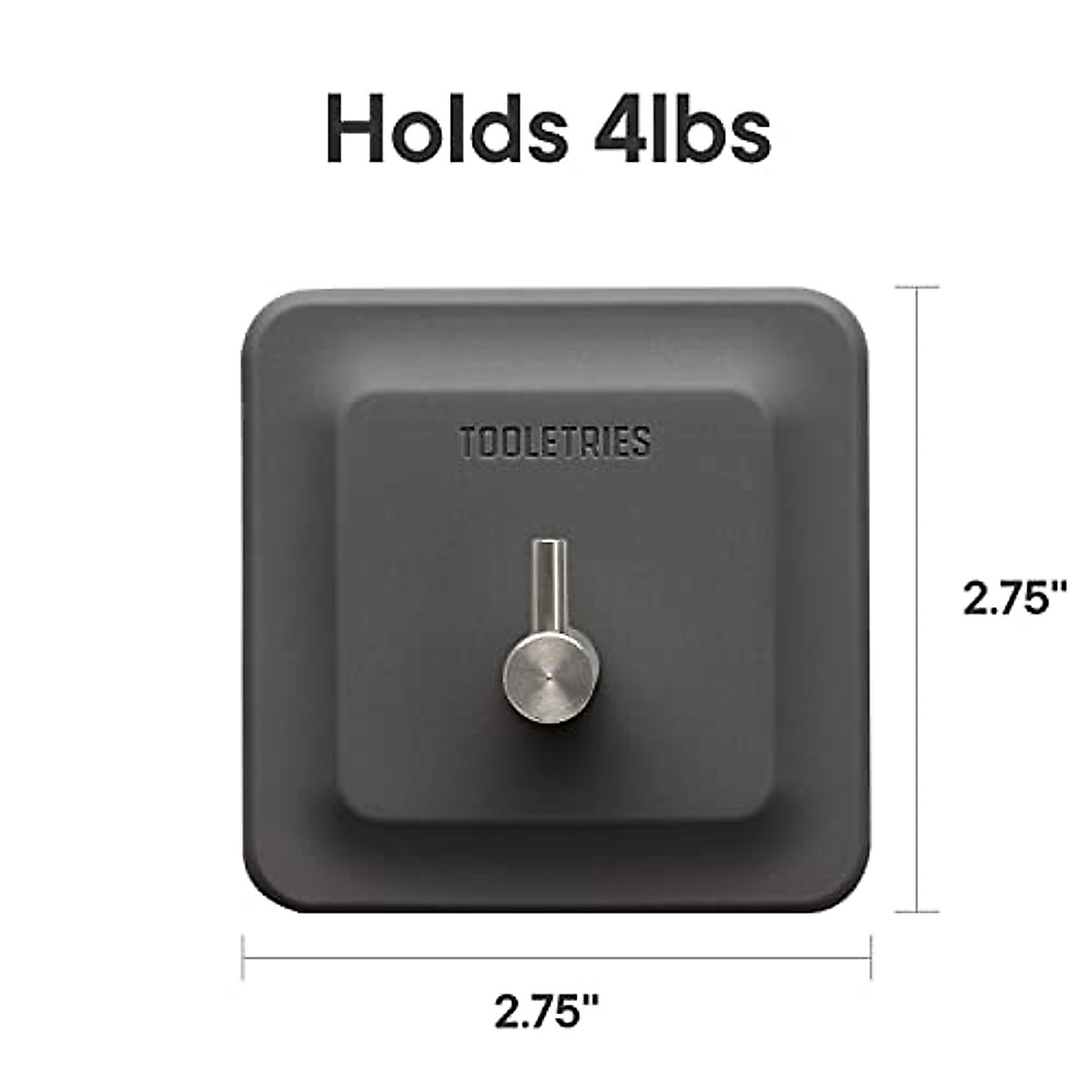 Tooletries - The Arnold Bathroom & Storage Hook - Silicone Toiletry Organizer, Shower & Bathroom Accessory - Features Silicone-Grip Technology, Removable & Reusable - Charcoal