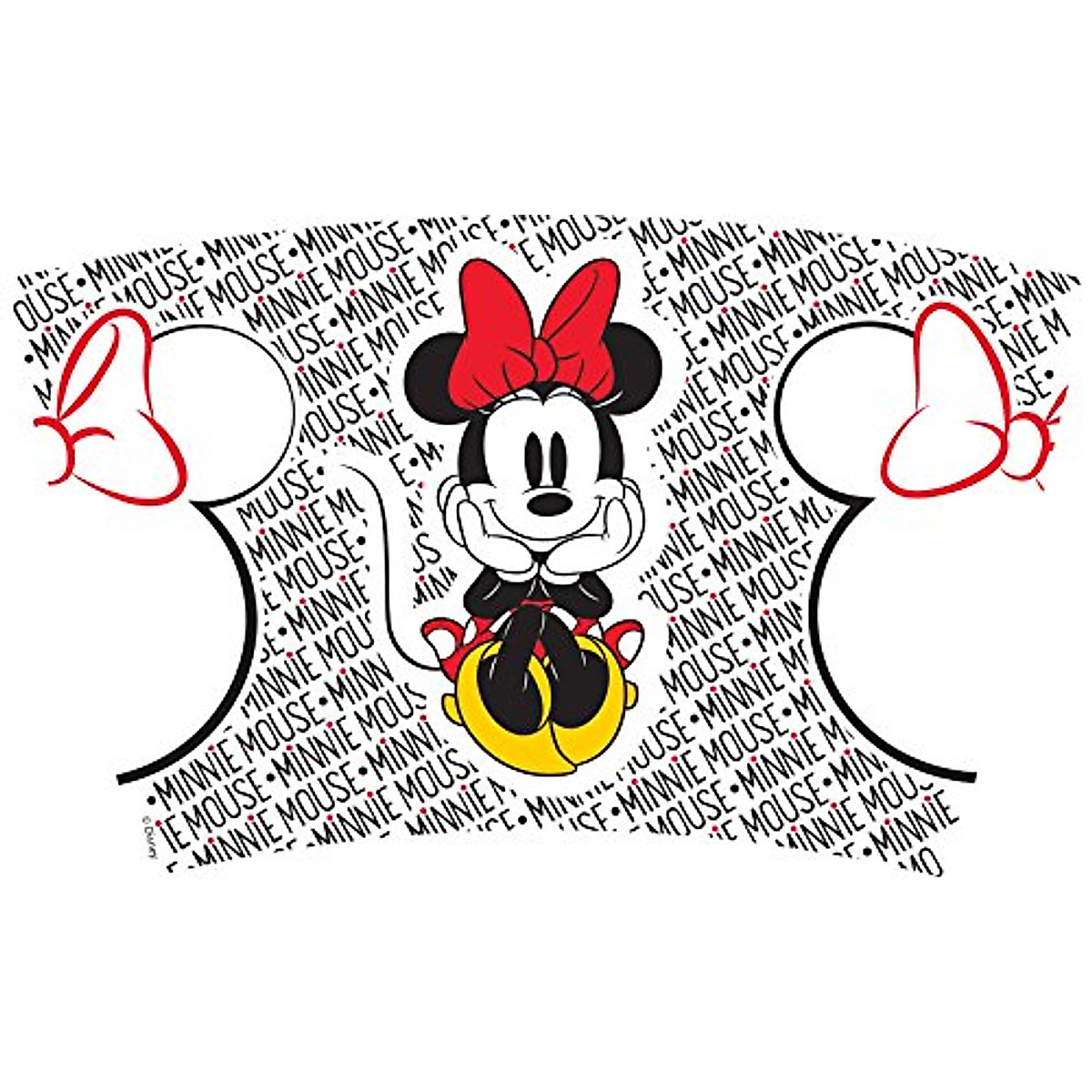 Tervis Disney - Minnie Mouse Name Pattern Tumbler with Wrap and Red Lid 16oz, Clear