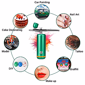 Cordless Airbrush Kit with Compressor,Upgraded 30PSI Portable Mini Airbrush Gun Set, Handheld Chargeble Dual Action air Brushes for Painting, Makeup, Nail, Mode, Cake, Tattoo