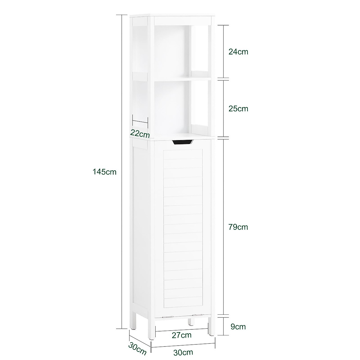 SoBuy Slim Tall Bathroom Cabinet with Removable Laundry Hamper, Laundry Cupboard Bathroom Storage Cabinet, Laundry Cabinet with Shelf, White BZR123-W