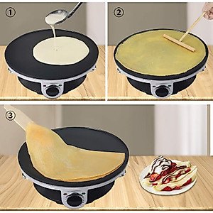 Health and Home Crepe Maker - 13 Inch Crepe Maker & Electric Griddle & Non-stick Pancake Maker-Crepe Pan (Silver-A)
