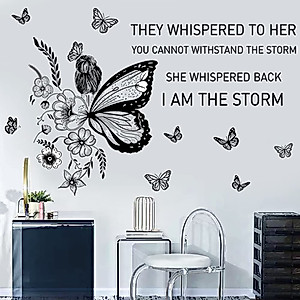 Inspirational Wall Art Positive Quotes Wall Decor Motivational Wall Decals Saying Quotes Wall Stickers Peel and Sticker Wall Decoration Flower Vine Butterfly Wall Sticker for Bedroom Living Room Home