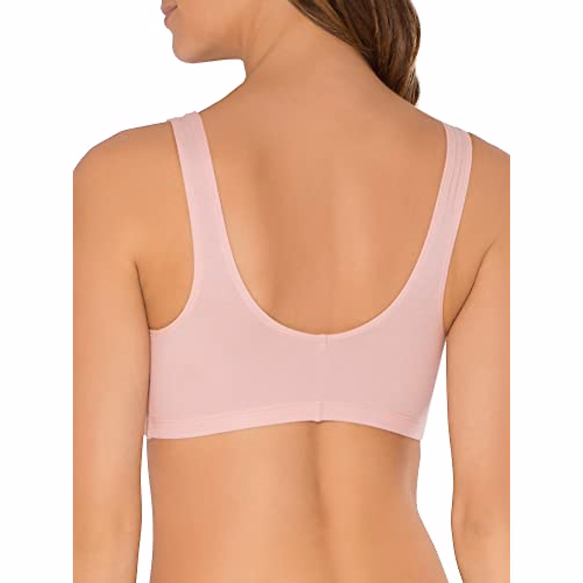 Fruit of the Loom Women's Front Close Builtup Sports Bra, White/Blushing Rose 2-Pack, 44