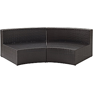 Crosley Furniture Catalina Outdoor Sectional Sofa, 3-Person Wicker Patio Couch for Deck, Backyard, Poolside, Brown