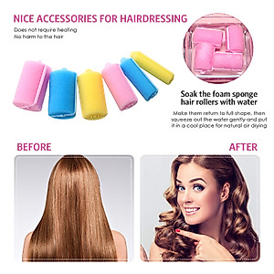 Syhood 56 Pcs Foam Sponge Hair Rollers Soft Sleeping Curler 6 Sizes Flexible Hairdressing Sponge Curler Rat Tail Comb for Hair Styling(Mixed Color)