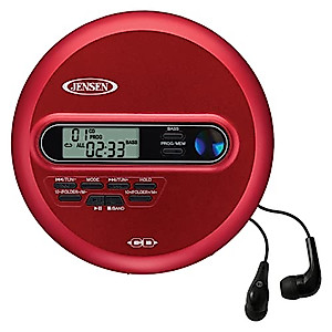 Jensen CD-65 Portable Personal CD Player CD/MP3 Player + Digital AM/FM Radio + with LCD Display Bass Boost 60-Second Anti Skip CD R/RW/Compatible Sport Earbuds Included