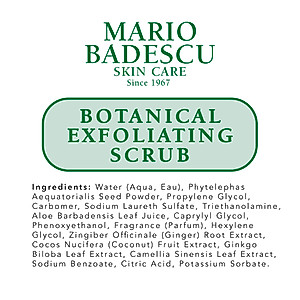 Mario Badescu Botanical Exfoliating Scrub for All Skin Types, Face Scrub with Ivory Palm Seeds & Green Tea Extract, Gentle Exfoliating Face Wash, 3.4 Fl Oz
