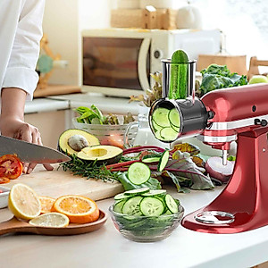 Slicer Shredder Attachment for KitchenAid Stand Mixer with 5 Blades, Cheese Grater Attachment, Fresh Prep Slicer, Bigger Vegetable Salad Maker Accessories for Kitchenaid