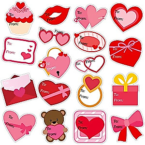 Fovths 180 Pieces Valentine's Day Gift Stickers Decotative Present Labels Gift Name Tag Stickers in 18 Designs for Valentine's Day Wrapping Decorations