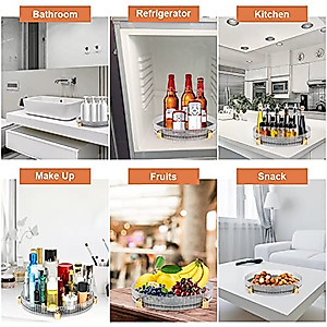 YQL Lazy Susan Turntable, Makeup Perfume Organizer 360 Degree Rotating 11Inch Clear Turntable Organizer for Cabinet with Gold Non-Slip Base
