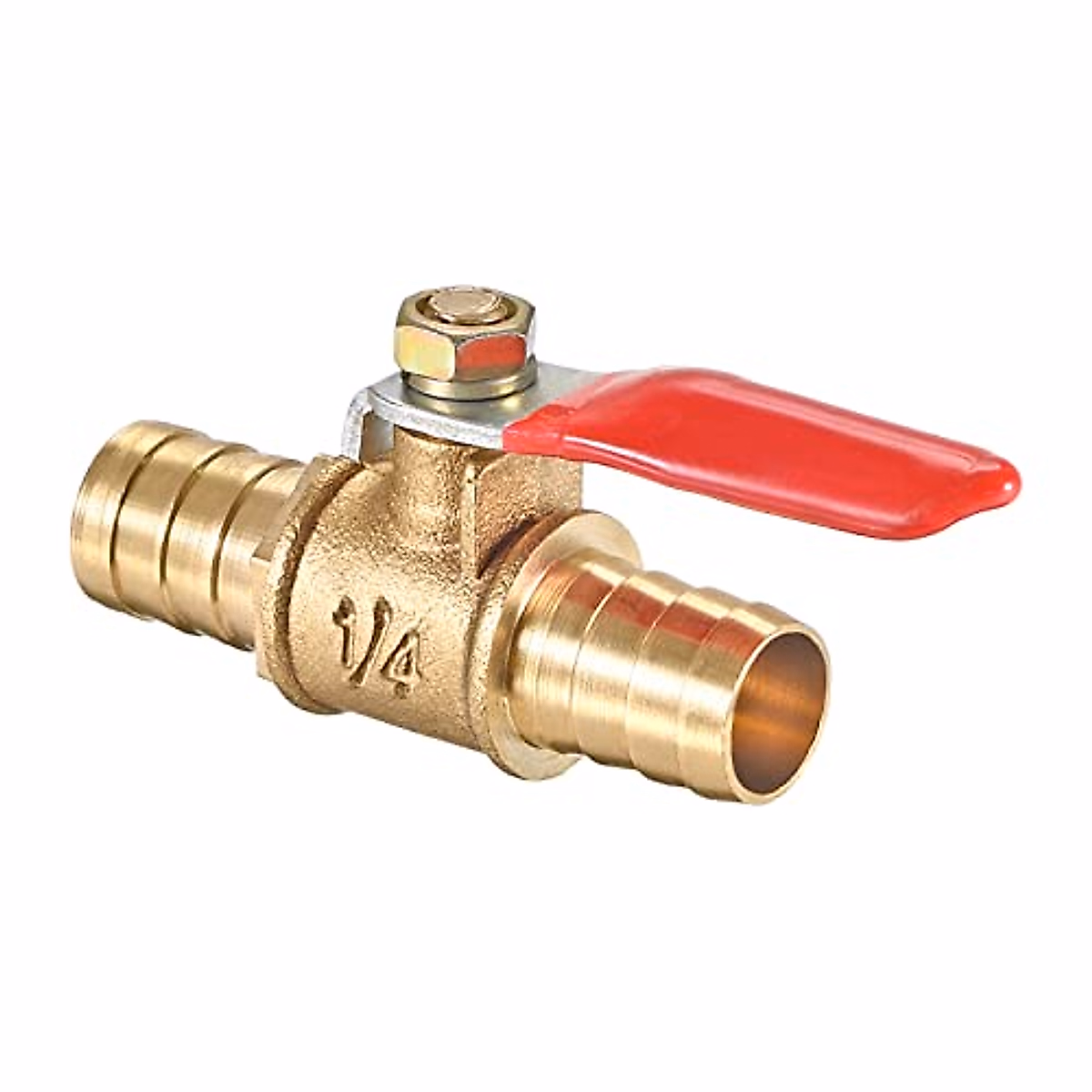 M METERXITY Pressure Valve - Water Control Valve, Non-Slip Handle Dual Barb Shut-Off Valve, Apply to Outdoor/Garden/Swimming Pools(12mm x 12mm, Brass)