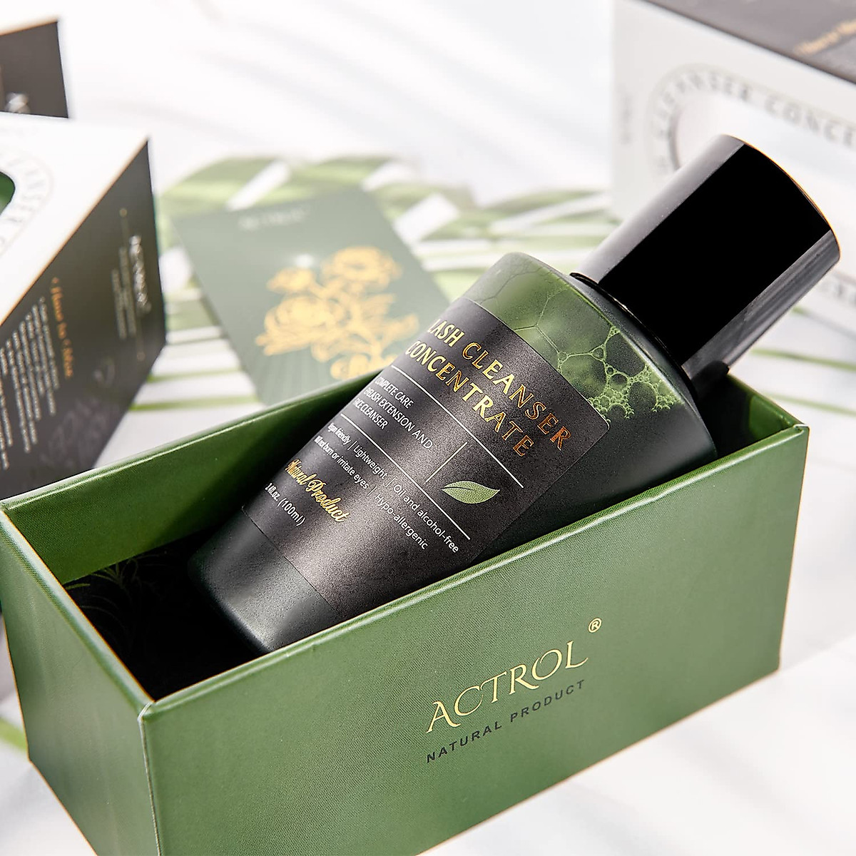 ACTROL Eyelash Cleanser Concentrate Unscented 100ml Lash Extension Shampoo Natural Foaming Cleanser DIY Wash for Extensions Lashes with Home Care-Makes 60ml Bottles