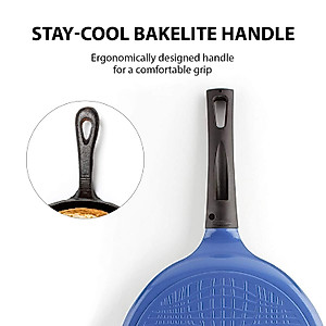 Neoflam 51510 Crepe, Ceramic, Nonstick, 10 inch, Bakelite Handle, Tawa pan, Griddle, Pancake Maker, Skillet, Omelette, Tortilla, Roti, Naan, Dosa, 10", Berry Blue