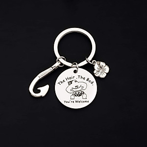 ENSIANTH Moana Inspired Gift The Hair The BOD You're Welcome Moana Keychain Hawaiian Gift (The Hair The Blood Keychain)