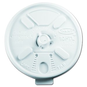 DART 10FTL White Lift N Lock Lid for Foam Cups and Containers (Case of 1,000), 10 oz.
