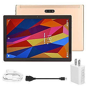 Office Tablet 13 MP Camera Dual SIM Dual Standby Gold Tablet 100‑240 V for Work (US Plug)