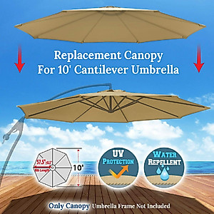 labworkauto Cantilever Patio Offset Umbrella 10 Replacement Umbrella Canopy Backyard Sunshade Outdoor Market Canopy Fit for Patio Backyard and Outdoor Market