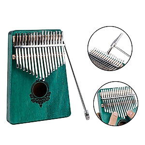 17 Key Thumb Piano with Carry Bag Tune Hammer Portable Handmade African Musical Instrument for Kids Adult Beginners Professionals(Green)