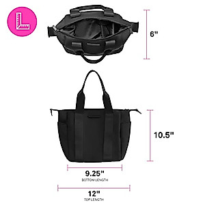 MYTAGALONGS Mini Crossbody Tote Bag For Women - Includes a Detachable Shoulder Strap & a Zippered Pouch l Perfect Mini Tote Bag for Everyday Hustle l Made of Premium Neoprene - Everleigh Onyx