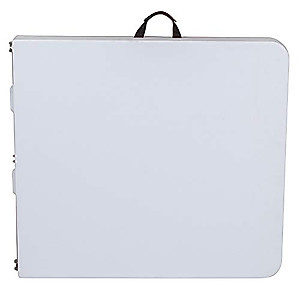 Flash Furniture Kathryn 5' Rectangular Plastic Folding Event Table with Carrying Handle, Bi-Fold Portable Banquet Table for Indoor/Outdoor Events, White