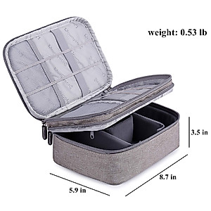 Rownyeon Makeup Train Cases Travel Makeup Bag Waterproof Portable Cosmetic Cases Organizer with Adjustable Dividers for Cosmetics Makeup Brushes Toiletry Jewelry Digital Accessories (Grey Small)