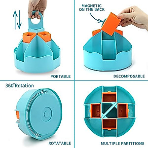 i-STUDIO Art Caddy spiner storage, School Supplies for Kids Desk Organizers and Storage Homeschool Craft Caddy,13 Slots 360-Degree Rotating Pencil Holder for Desk, Home and Art Supplies.