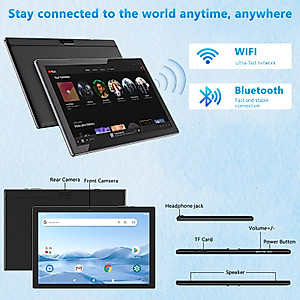 2 in 1 tablet, Android 13 tablets 10 inch, tablet with keyboard mouse foldable protective cover screen protective film Stylus Pen 12GB+128GB/1TB Expand 5G WiFi BT 5.0 WiFi6 Dual camera 6000 mah Tab