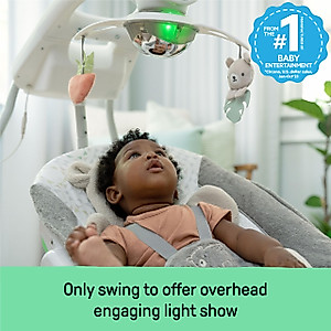 Ingenuity InLighten Soothing Swing & Rocker - Vibrating Swivel Infant Seat, Soothing Sounds, Lights - Nate
