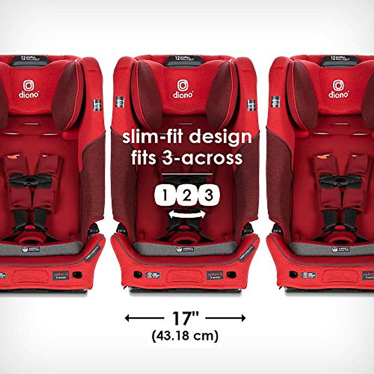 Diono Radian 3QXT 4-in-1 Rear and Forward Facing Convertible Car Seat, Safe Plus Engineering, 4 Stage Infant Protection, 10 Years 1 Car Seat, Slim Fit 3 Across, Purple Plum