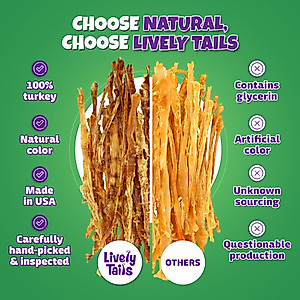 Turkey Tendons for Dogs Made in USA with 100% Turkey and No Glycerin, Healthy Jerky Dog Treats for Medium Dogs, Natural Dog Chews, Dog Jerky Treats, Human Grade Dog Treats Small Dogs, 12 oz Bag.