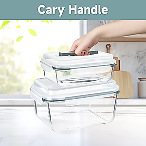 KOMUEE 9 Packs Glass Meal Prep Containers 1&2&3 Compartments,Glass Food Storage Containers with Airtight Lids，Glass Lunch Containers,Glass Bento Boxes,BPA Free,Gray