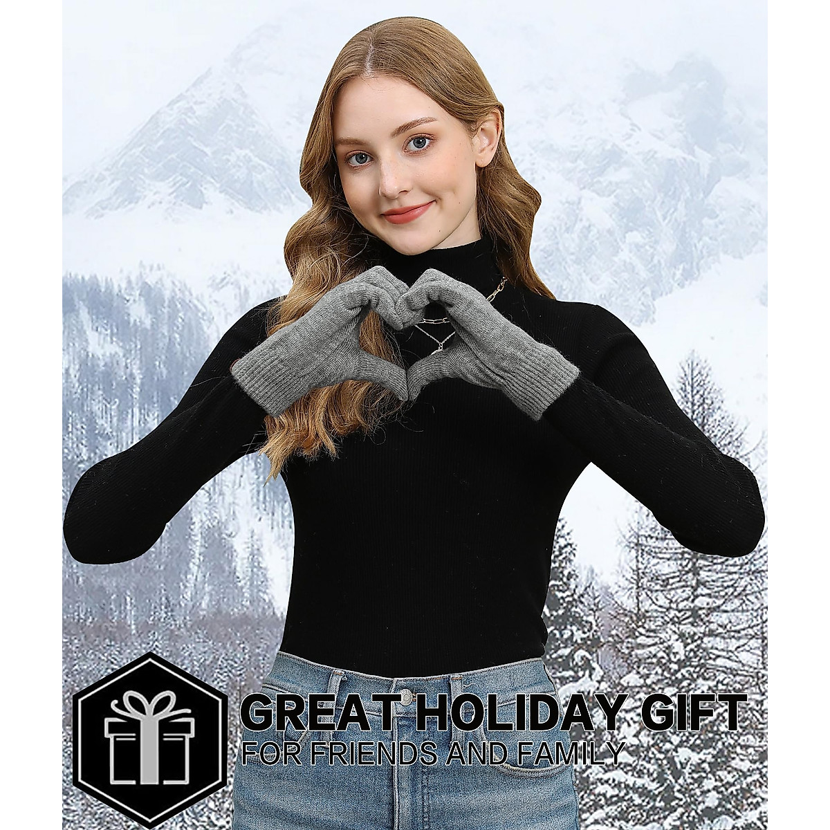 FZ FANTASTIC ZONE Women's Winter Touchscreen Wool Magic Gloves Warm Knit Fleece Lined for Women