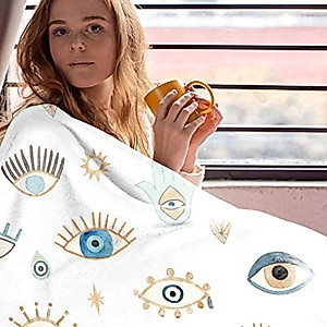 Amilient Evil Eye Pattern Throw Blanket Super Soft Cozy Plush Fleece Blanket Decorative Fuzzy Lightweight Blankets for Sofa Couch Bed Camping, 40"x50"-Kids/Throw Size