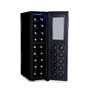 NewAir Shadow-T Series 18 Bottle Thermoelectric Wine Fridge, Dual Temperature Zones, Countertop Wine Refrigerator, Mirrored Compact Wine Cellar, Double-Layer Glass Door Cooler, Vibration-Free