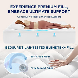 Bedsure Queen Mattress Topper - Soft Extra Thicker Mattress Pad, Quilted Fitted Mattress Topper with 8-21" Deep Pocket, Breathable Fluffy Pillow Top Padded, White (Extra Thicker), 60x80 Inches