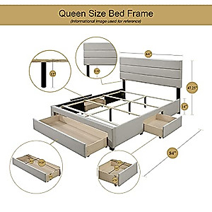 DG Casa Flynn Upholstered Panel Bed Frame with Storage Drawers and Horizontal Channel Headboard - Queen Size in Charcoal Fabric