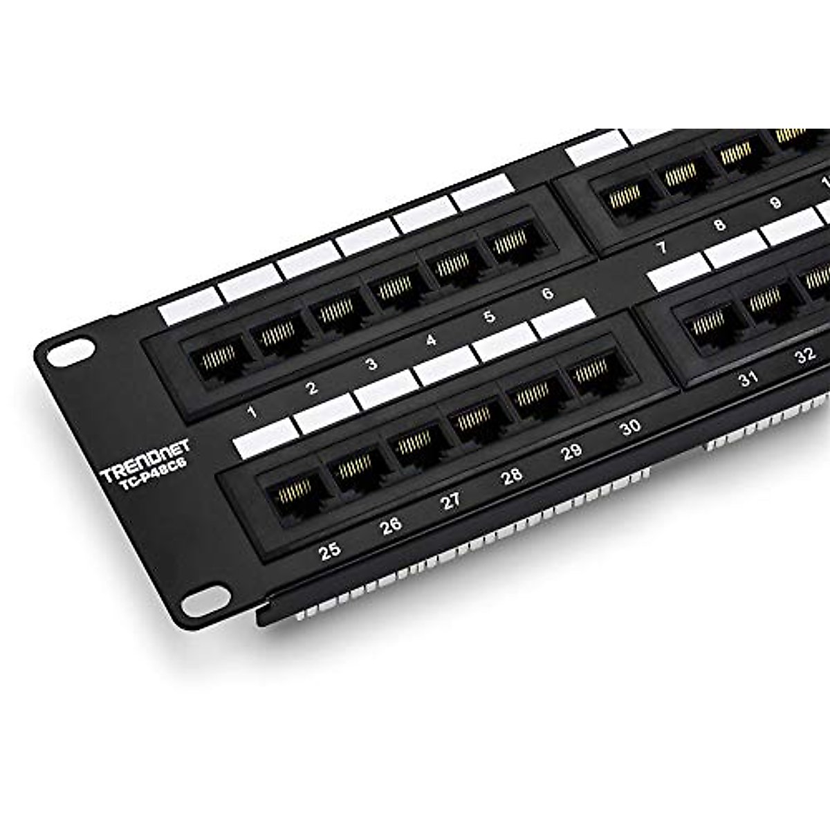 TRENDnet 48-Port Cat6 Unshielded Patch Panel, Wallmount or Rackmount, Compatible with Cat3,4,5,5e,6 Cabling, for Ethernet, Fast Ethernet, Gigabit Applications, Black, TC-P48C6