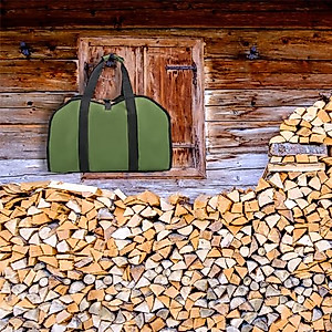 Hongmai Wood Carrier for Firewood with Handles, Canvas Firewood Log Carrier Tote, Firewood Holder Fireplace Accessories, Firewood Carrier Bag for Indoor, Outdoor, All Weather Camping (Green)