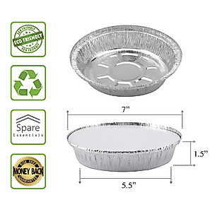 55 Pack 7 Inch Aluminum Foil Baking Pans, Round Aluminum Pans with Lids, Freezer and Oven Safe Takeout Containers, Food Containers for Storage, Roasting, Reheating, Disposable Air Fryer Liners