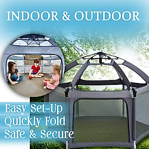 Barton Moore Pop Up Baby Play Pen: Large Portable Play Yard for Babies and Toddlers, Ideal for The Beach, Camping, RV Indoor and Outdoor Use, Compact, Lightweight and Packable for Travel.