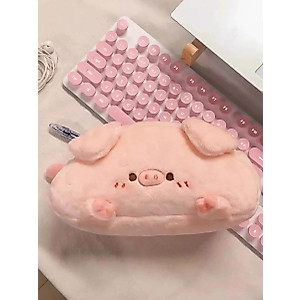 XZR Cute Pen Bag Case Box Stocking Stuffers Cute Creative Plush Animal Cartoon Large Capacity Pig Zipper Organizer Storage Bag Box Nice Gift