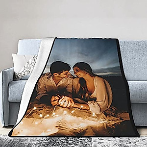 Custom Blanket with Photos/Text, Personalized Throw Blanket Cozy Fleece Customized Picture Blanket for Family Friend Pet Christmas Birthday Wedding Gifts 40 * 30Inch