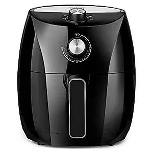 Crux 3.7QT Manual Air Fryer, Faster Pre-Heat, No-Oil Frying, Fast Healthy Evenly Cooked Meal Every Time, Dishwasher Safe Non Stick Pan and Crisping Tray for Easy Clean Up, Stainless Steel/Black