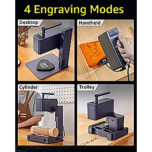 LaserPecker 2(Pro) Laser Engraver, 60W Laser Engraving Machine Handheld 5W Compressed Spot 0.05mm High Precision, 36000mm/min High Speed Laser Etching Cutter for Wood Alloy Leather - with Roller