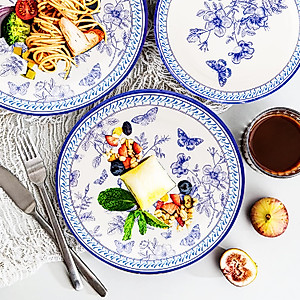 HSPAIDYP 50Pcs Floral Blue & White Flower Party Supplies Blue and White Paper Plates Set 9" Floral Plates 7" Blue White Floral Plates for Bridal Shower Wedding Tea Party Floral Party Decor