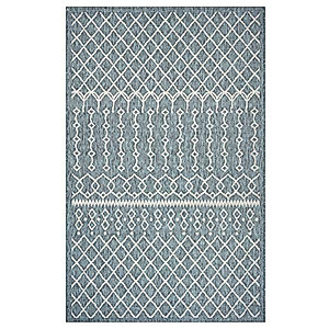 Lr Home Ox Bay Sylvestra Serene Array Indoor/Outdoor Area Rug, Blue/Gray, 3' x 5'